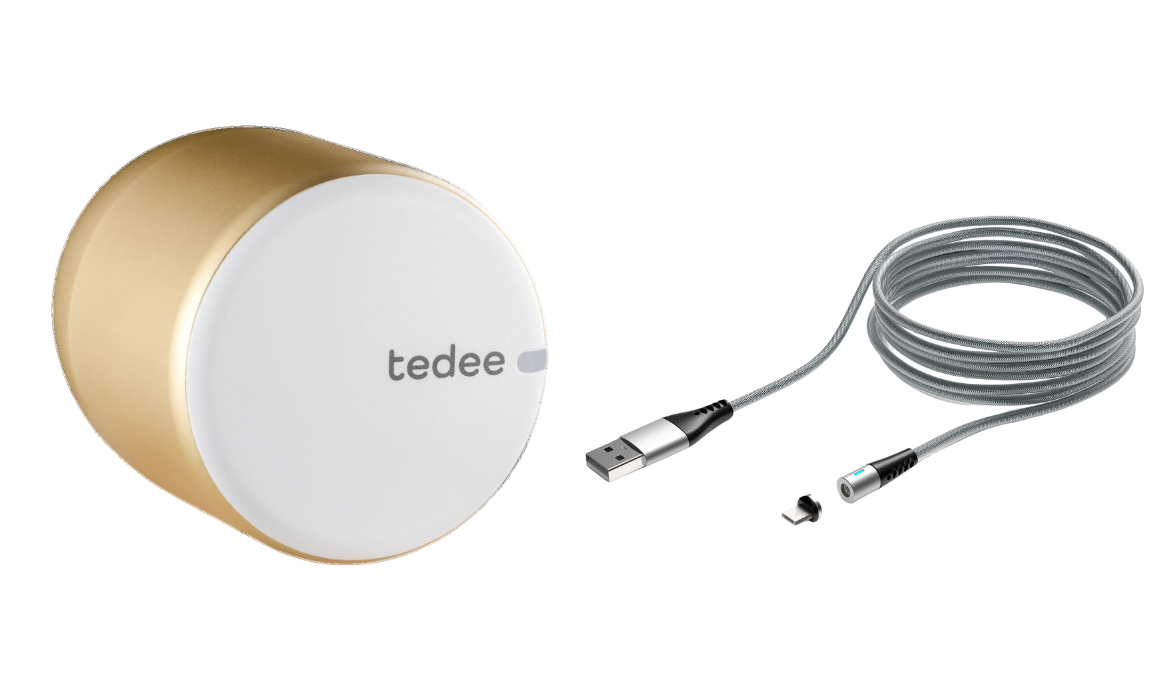 Inteligentny zamek Tedee Pro Złoty do drzwi Gerda Sterowany telefonem ...